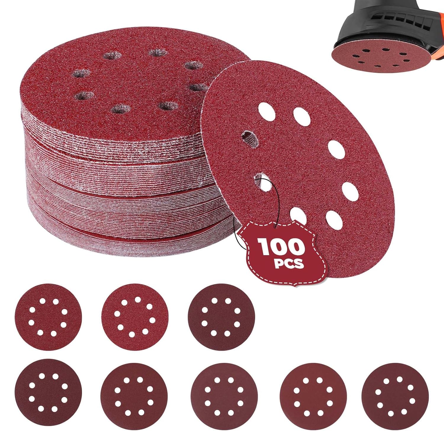 Disque de Ponçage 100pcs Disques Abrasifs 40/60/80/120/180/240/320/400 ...