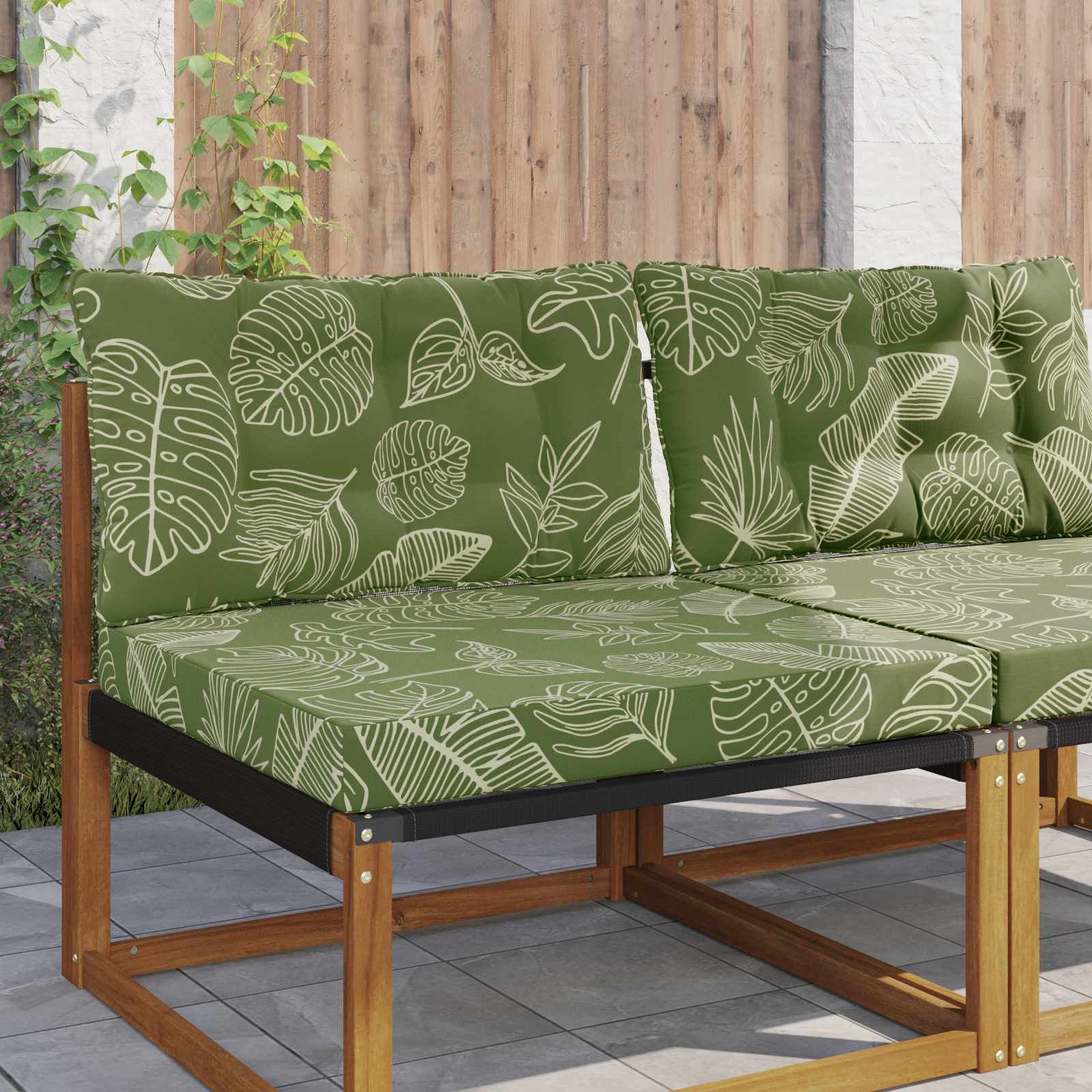 Coussin de canapé d'extérieur 2 pcs Modèle feuille Polyester | Leroy Merlin