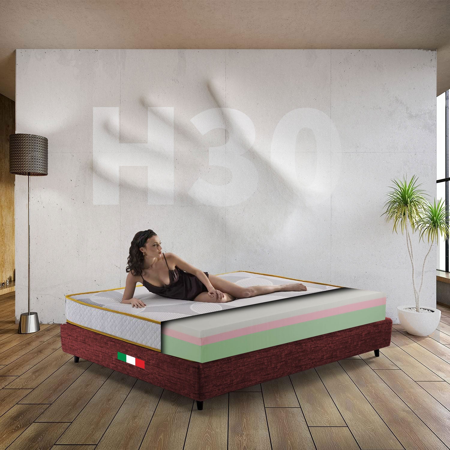 Materasso Memory Americano Singolo 90x200 cm H30 a Zone 3 Strati ...