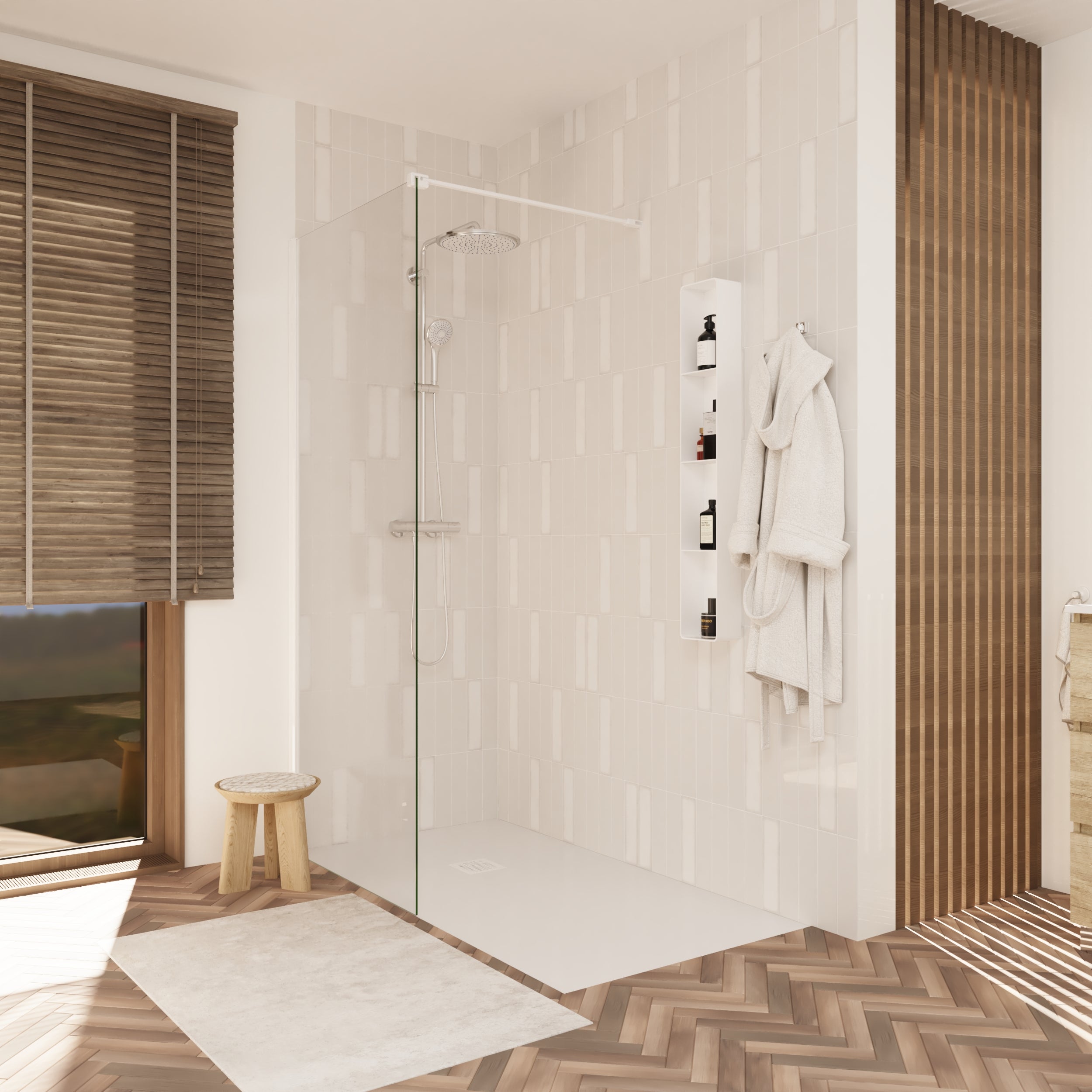 PAROI DE DOUCHE FIXE | 70 x 195 CM | PROFILE BLANC MAT | VERRE TEMPE ...