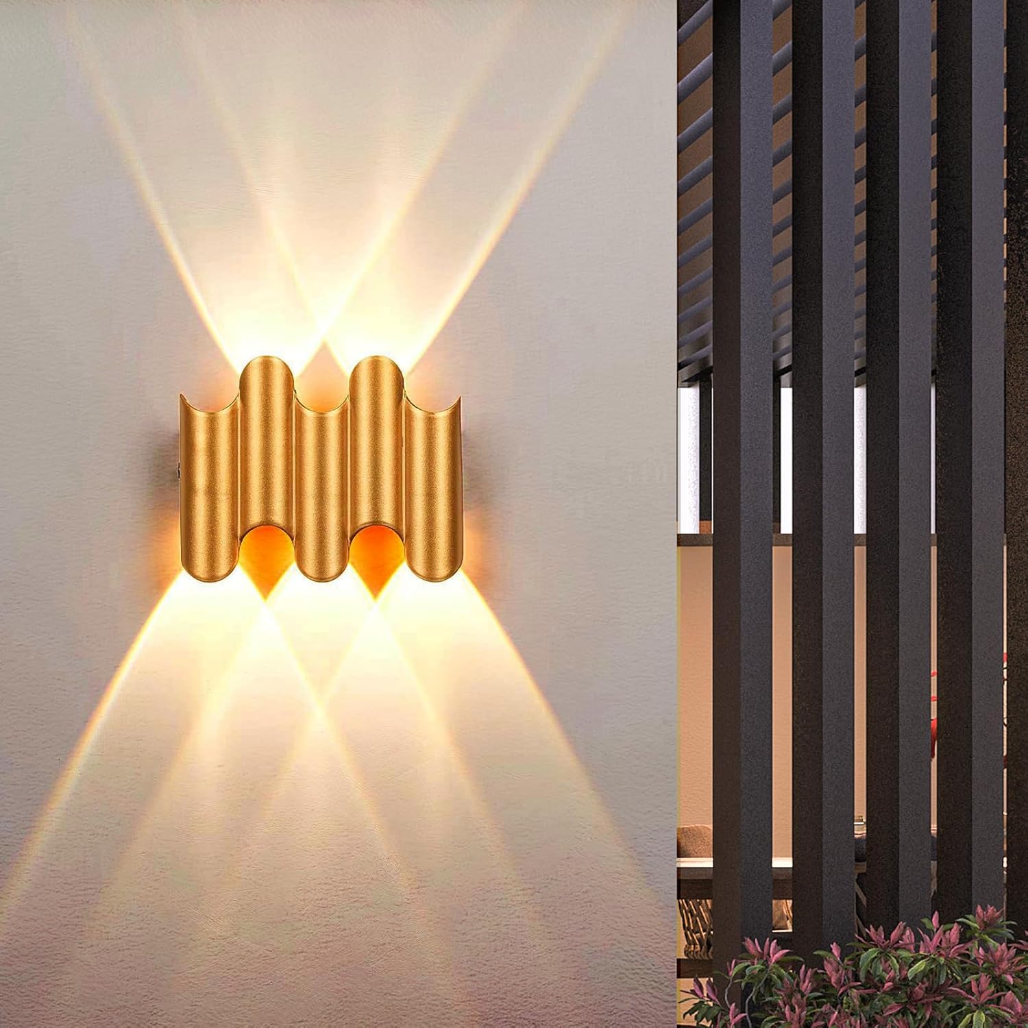 Aplique de pared LED dorado de 5 W, resistente al agua IP66, para ...