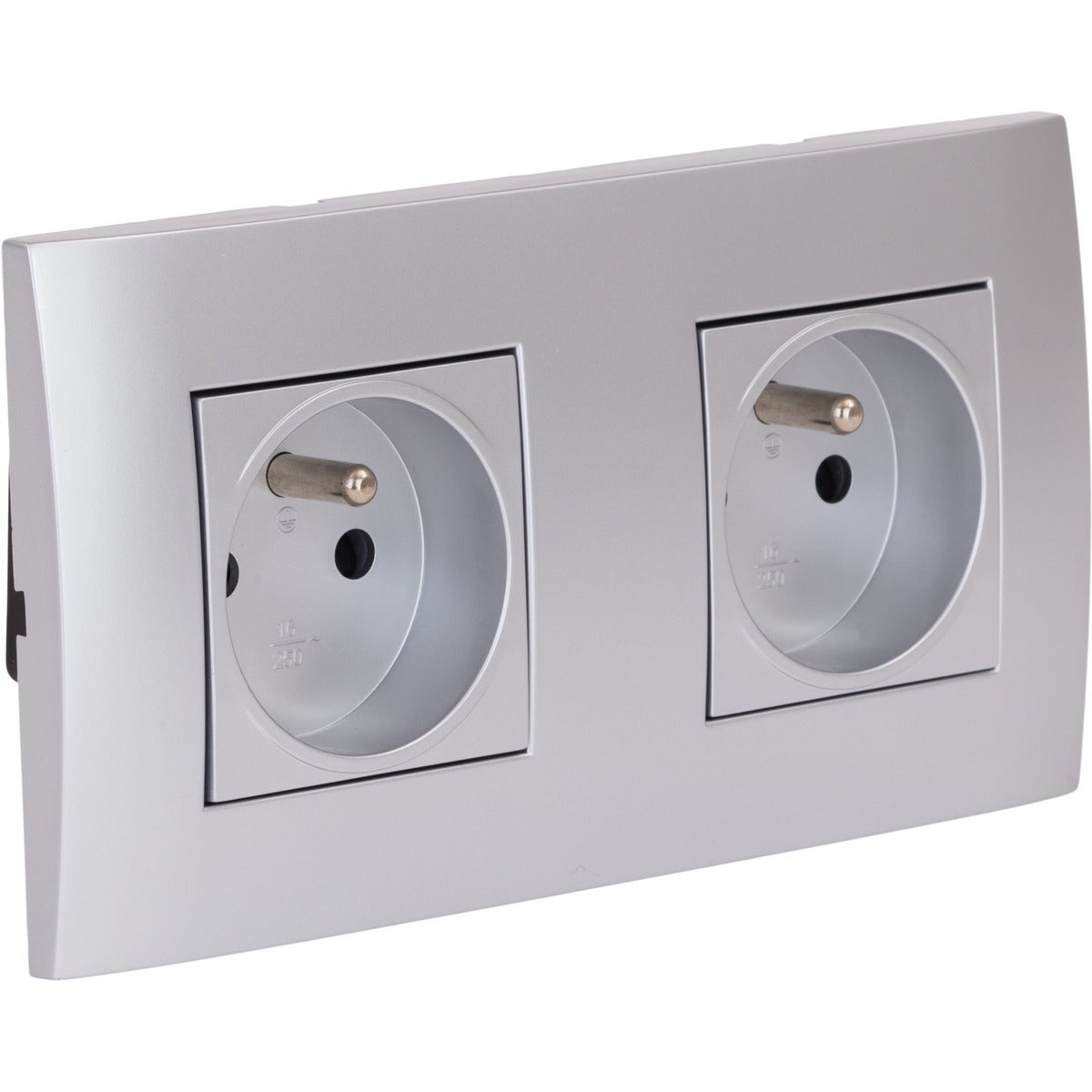 Double prise encastrée + plaque de finition Kalya - Argent - Zenitech ...