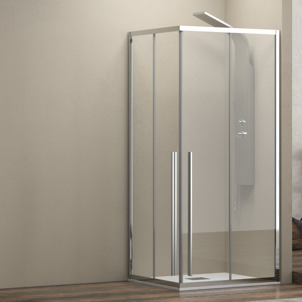 Box doccia 70x120 cm angolare doppio scorrevole vetro 8mm altezza 200h ...