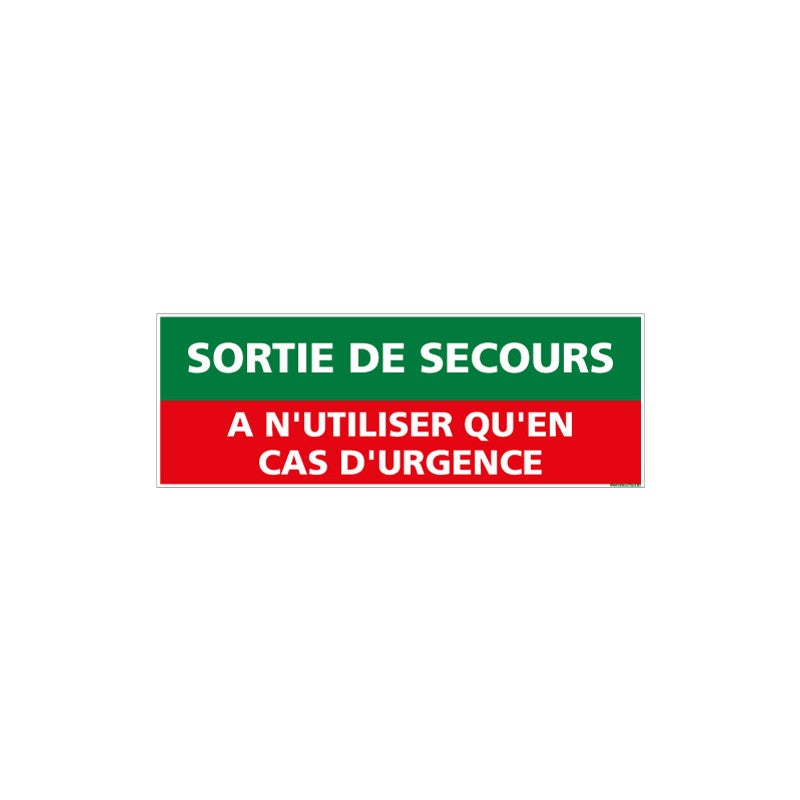 Panneau SORTIE DE SECOURS URGENCE (B0397) 210 x 75 mm Matière PVC ...