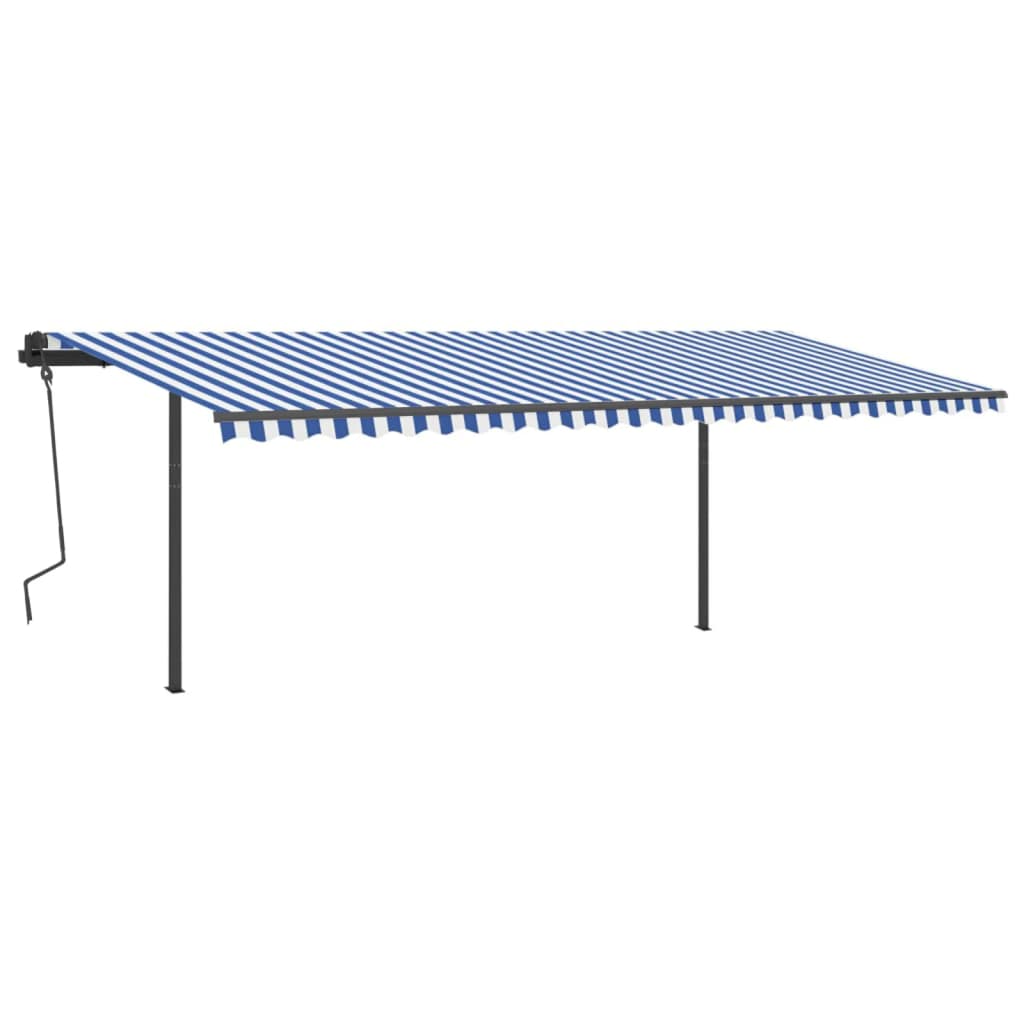Store banne rétractable automatique avec poteaux bleus et blancs 6x3 m ...