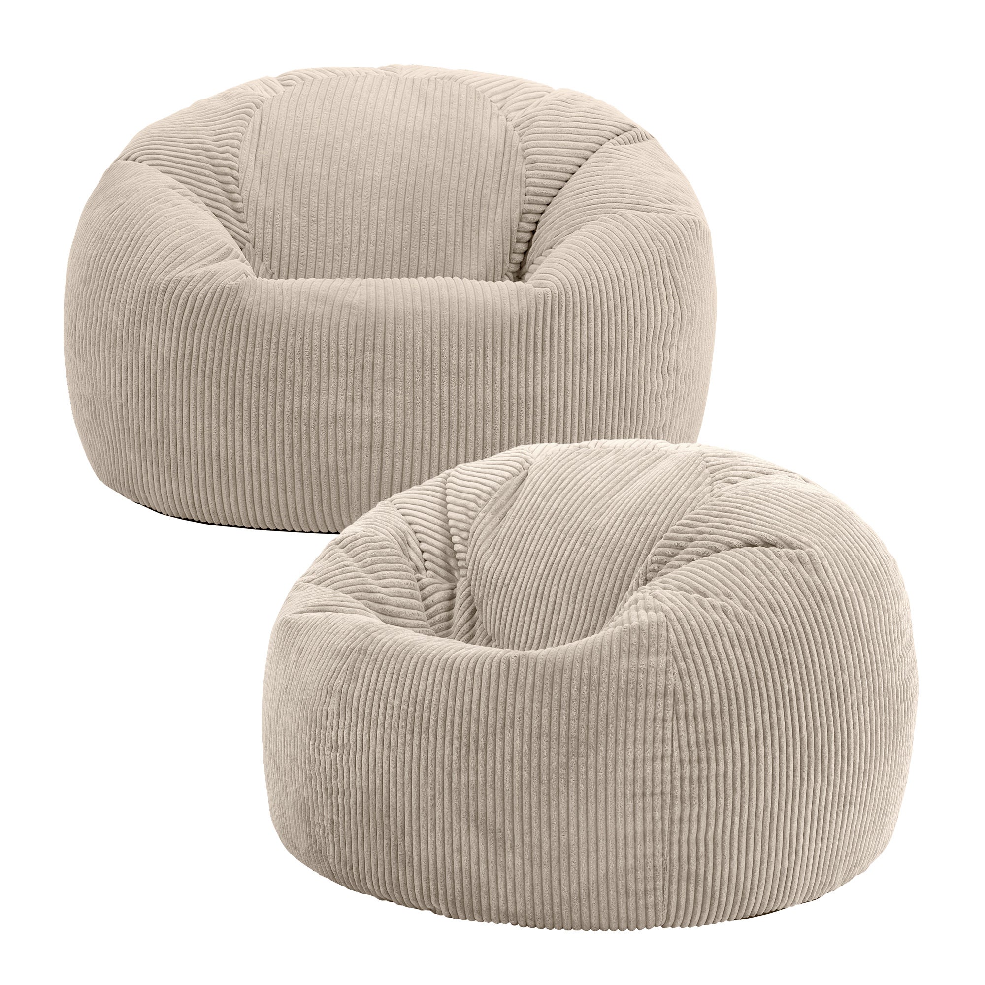 Conjunto de 2 pufs Icon de pana beige, salón, dormitorio, 85x85cm ...