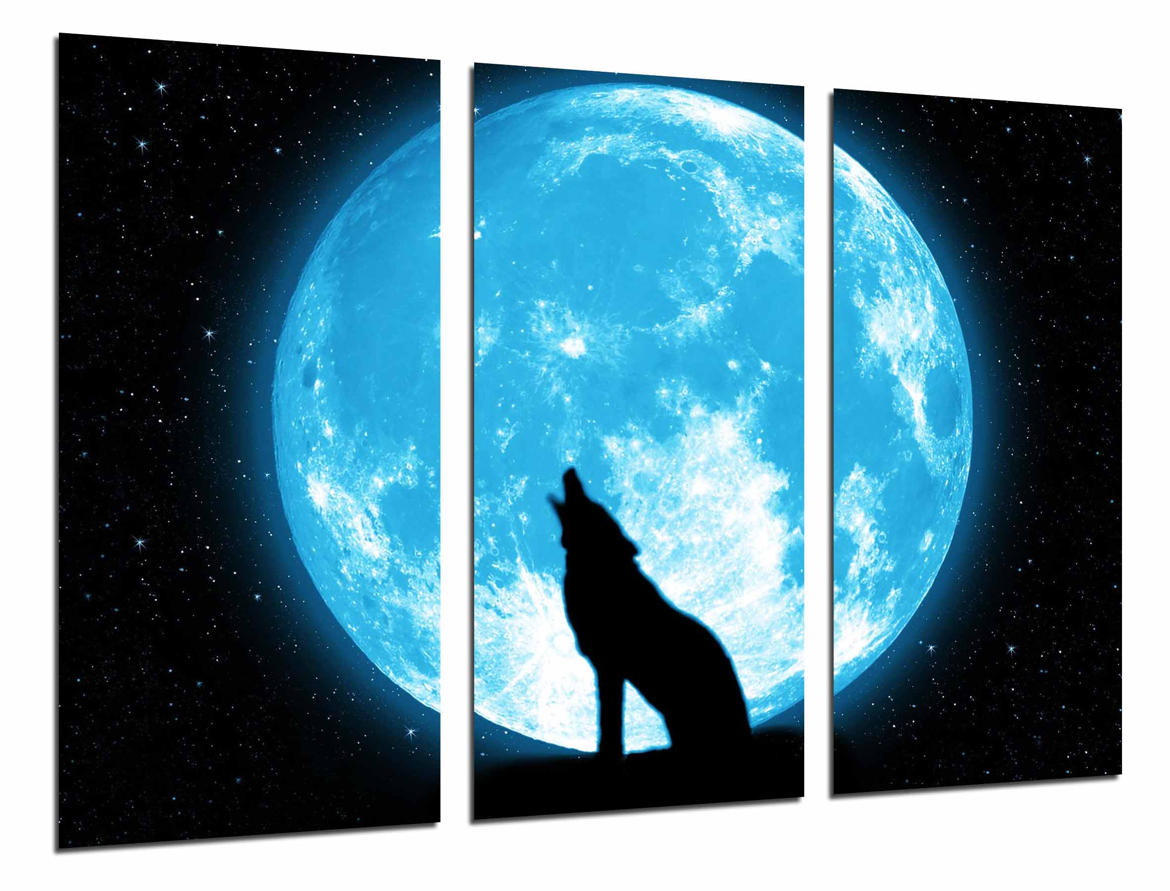 Loup, Animal, Lune, Nuit, Hurlement, tirage photographique sur bois ...