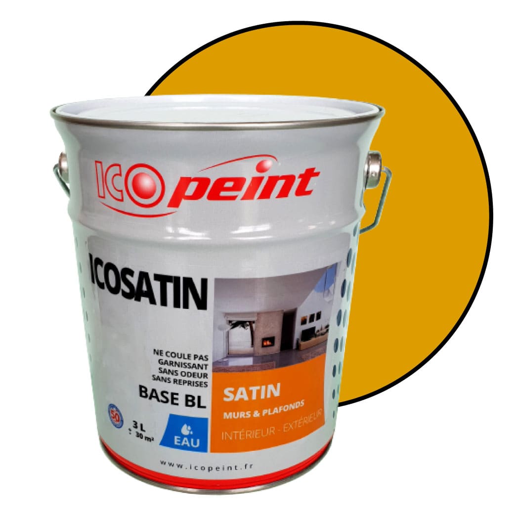 Peinture murs Acrylique Satin Lessivable 3L - ICOSATIN - RAL 1007 Jaune ...