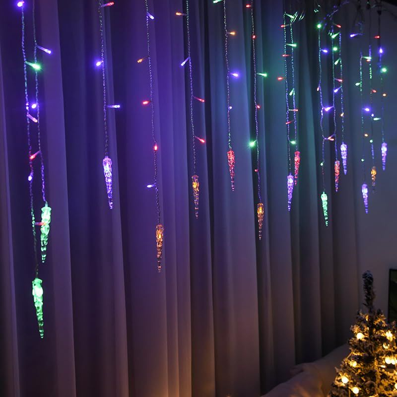 Luces navideñas LED, forma de pico de hielo con 16 gotas, luces de ...
