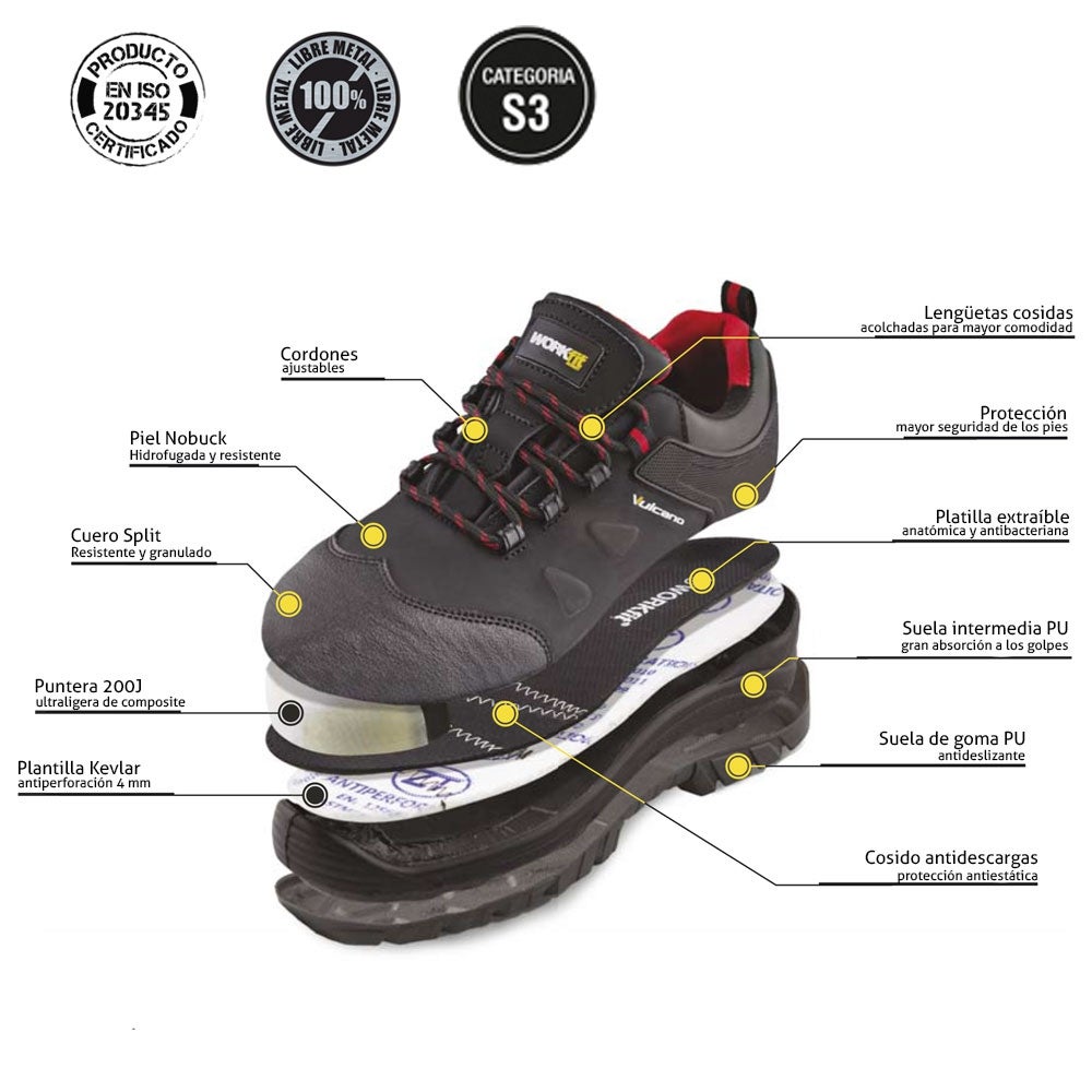 Chaussure de sécurité Workfit vulcano s3 src nº38 | Leroy Merlin