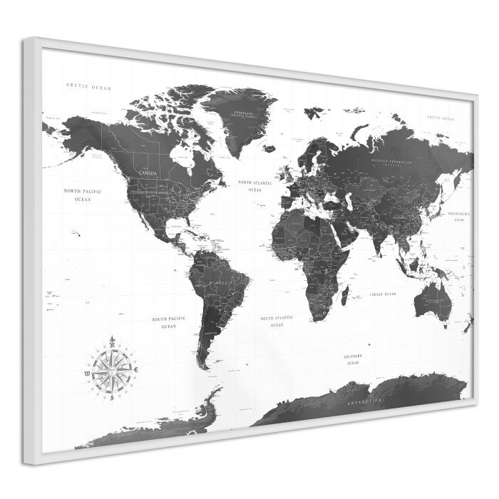 Affiche Murale Encadrée "The World in Black and White" 45 x 30 cm Blanc ...