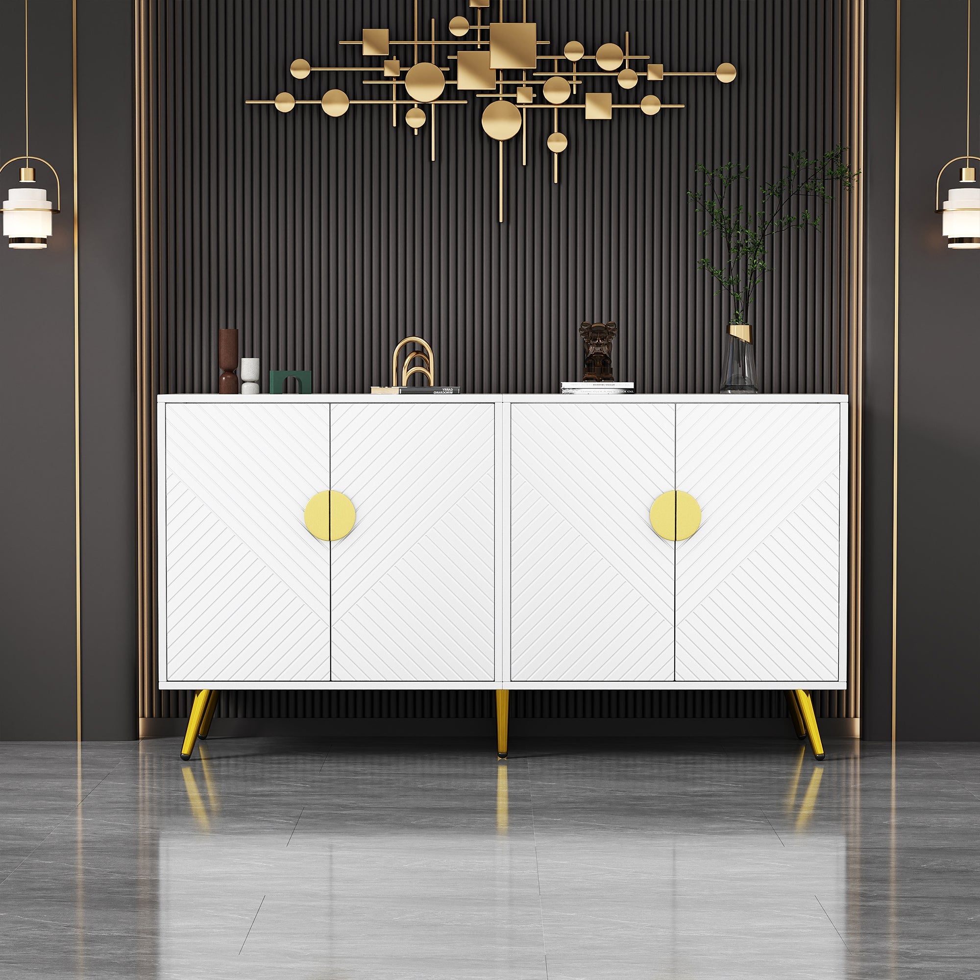 ARTURESTHOME Buffet multifonctionnel luxueux, blanc, une feuille ...