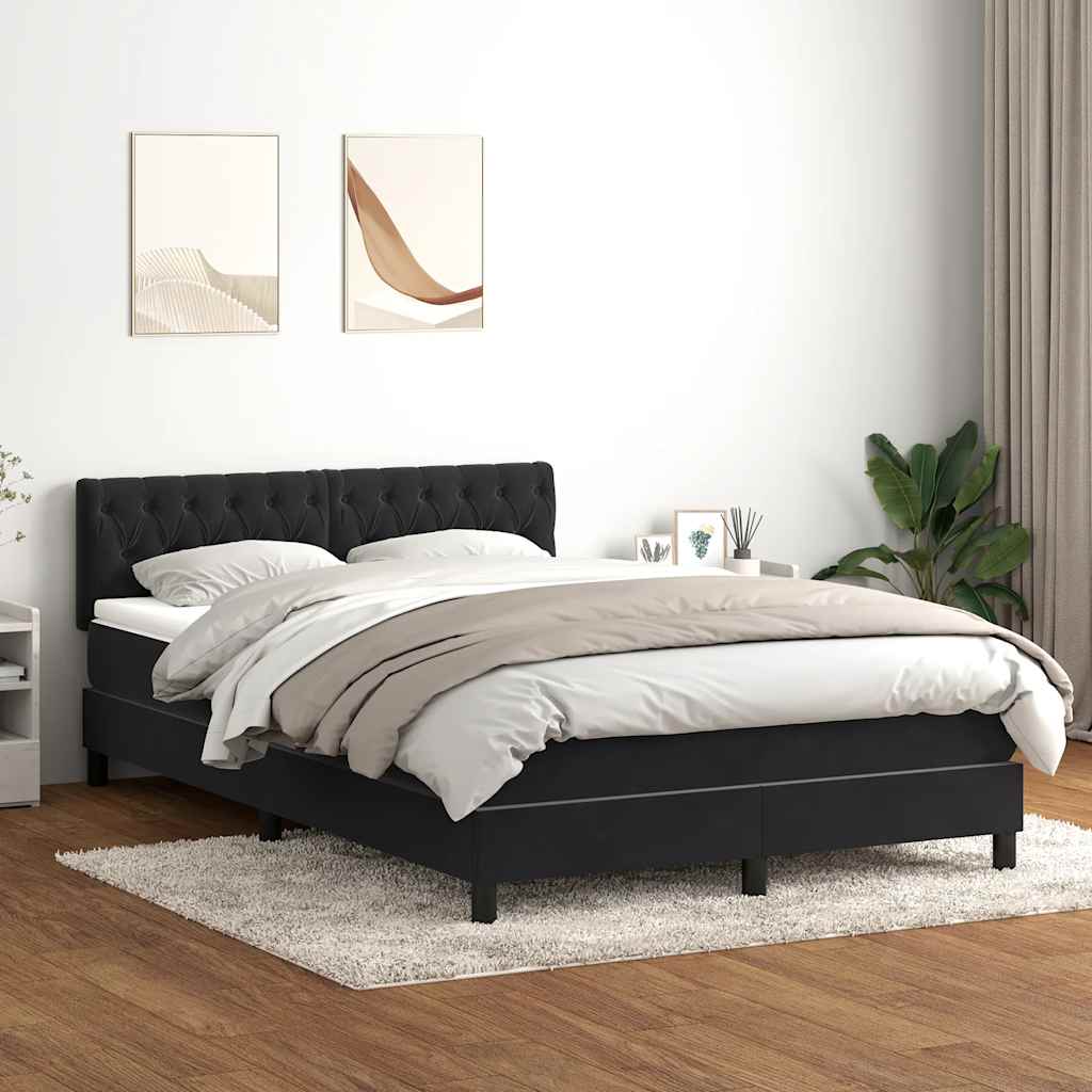 Cama box spring con colchón terciopelo negro 160x220 cm | Leroy Merlin