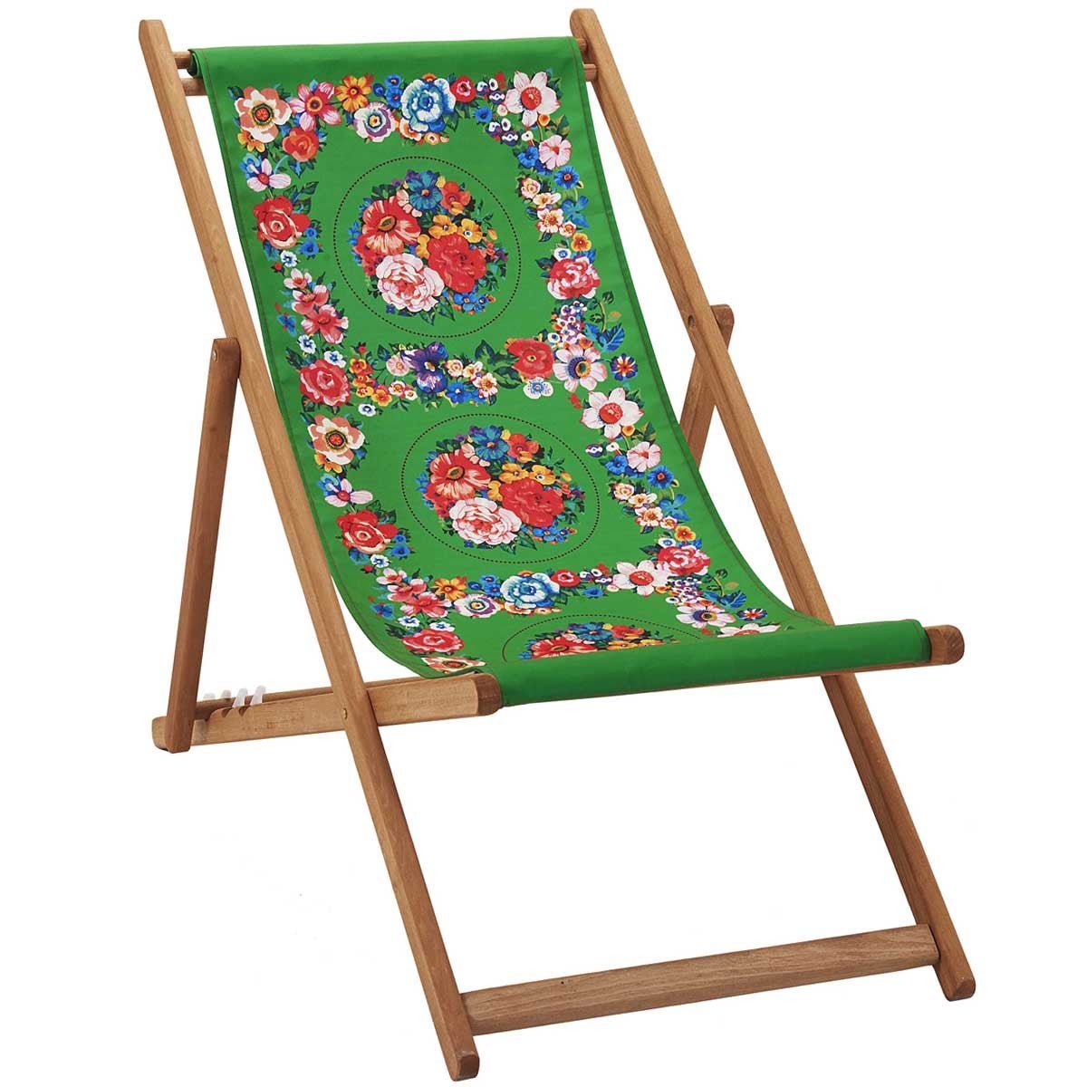 Chilienne en hêtre lasuré et toile outdoor amovible HOLY vert | Leroy ...
