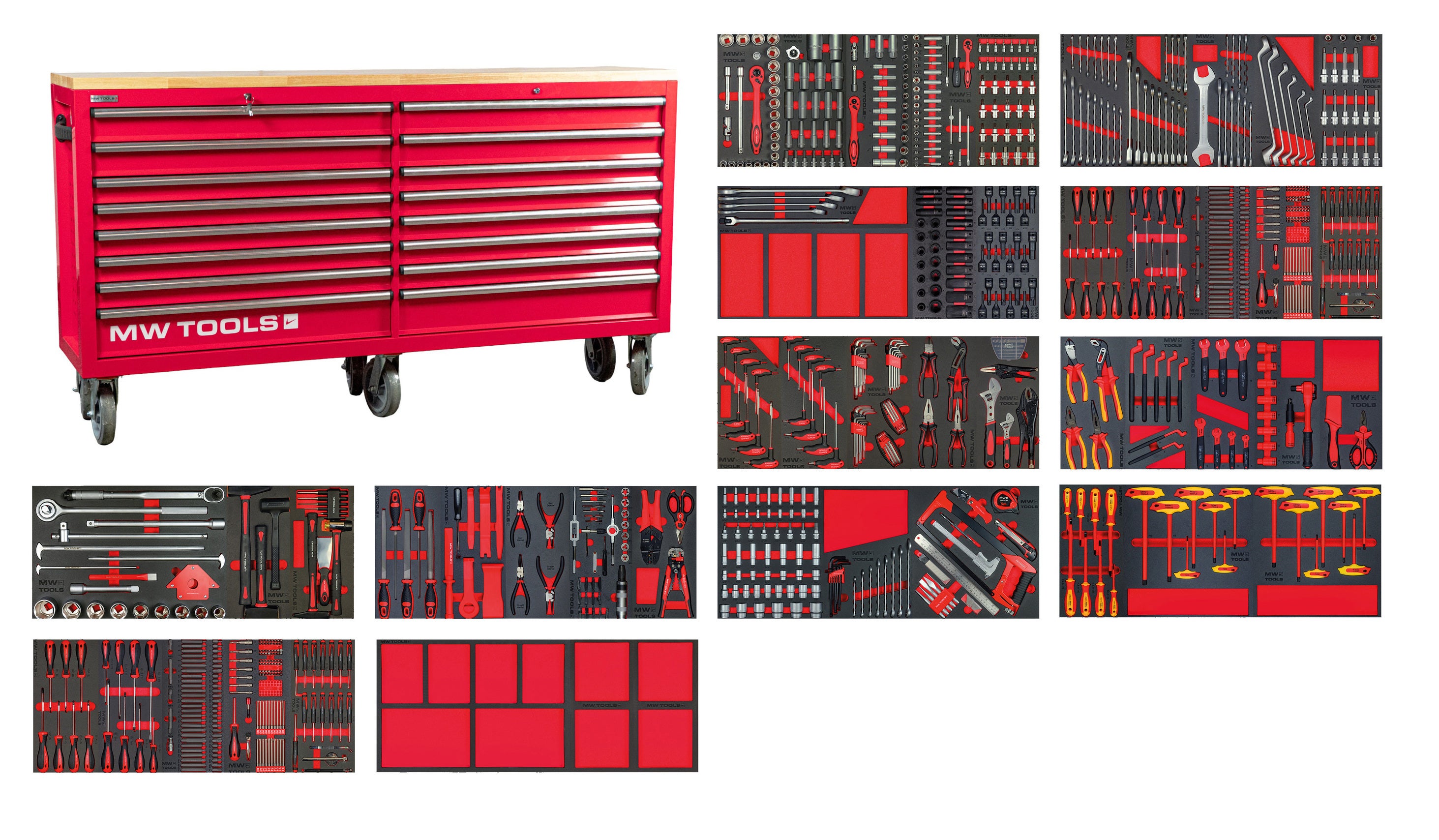 Servante d'atelier complète extra large MEGA EV XXL 782 outils MW Tools ...