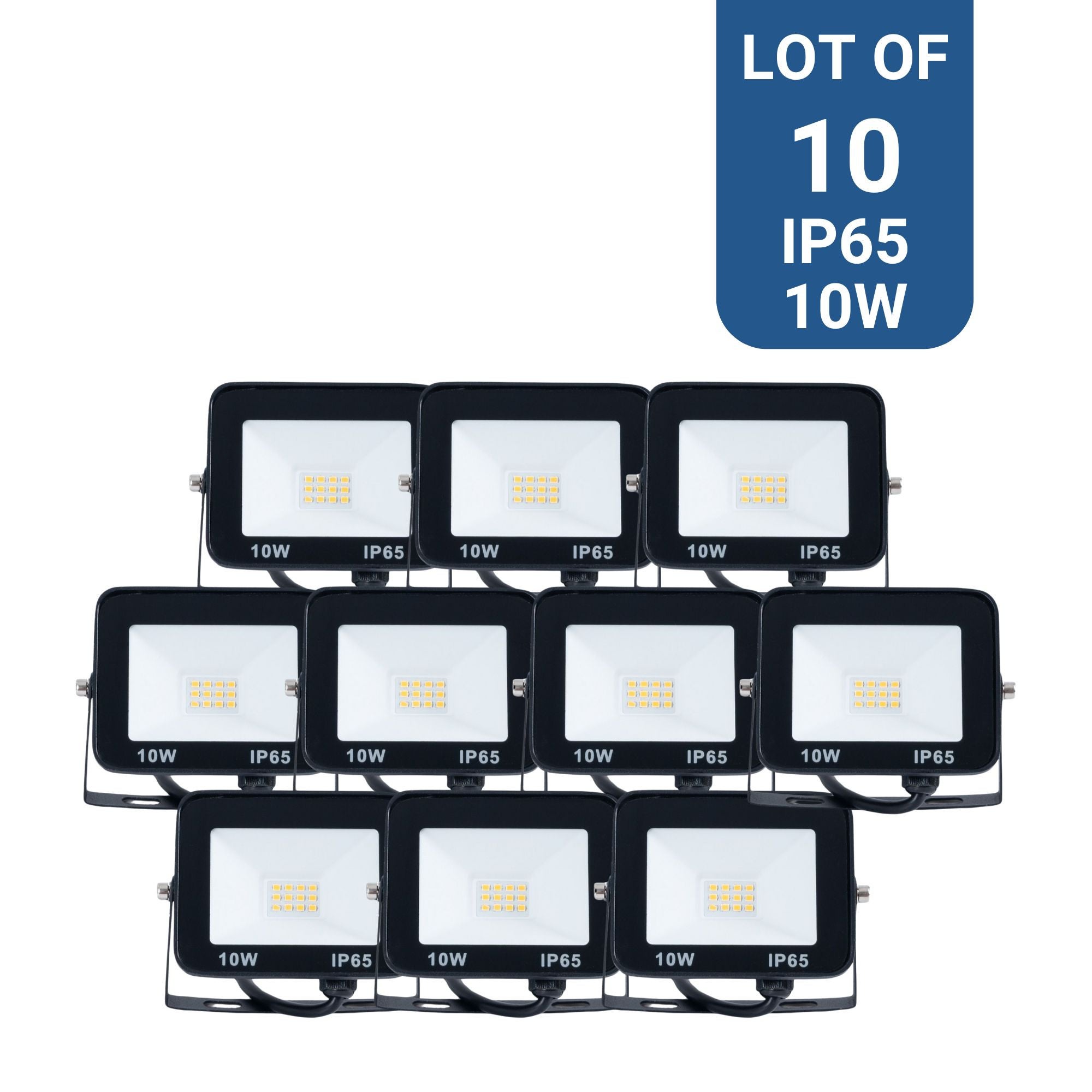 Pack de 10 projecteurs LED extérieur 10W - 95lm/W - IP65 - Blanc Froid ...