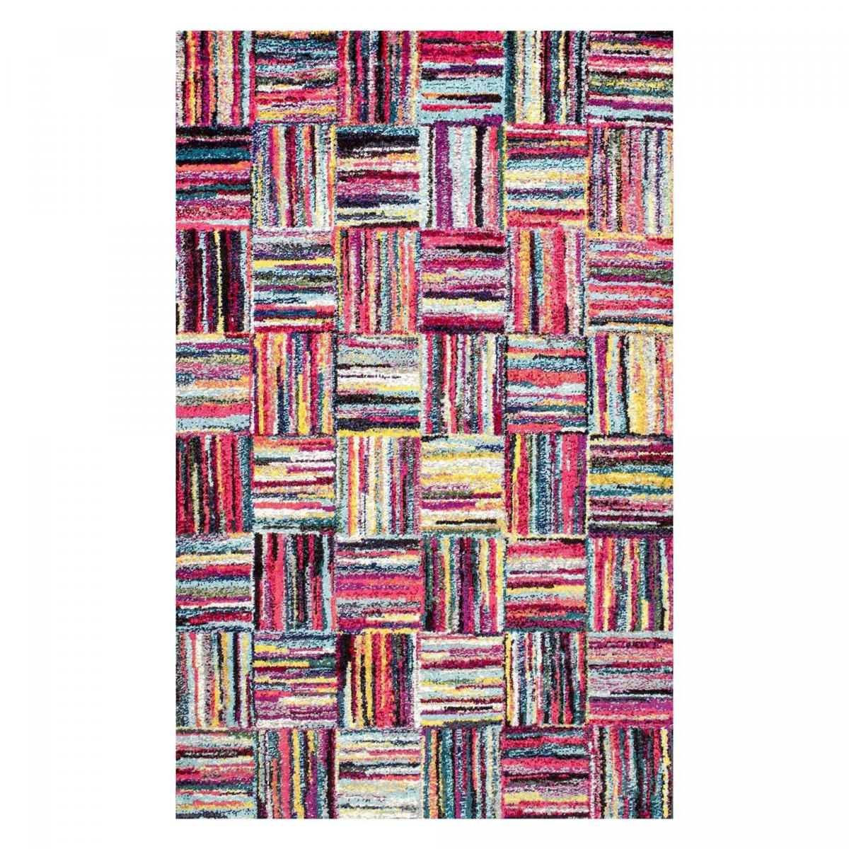 Tapis entrée 40x60 tissé multicolore rectangle motif géométrique BRIK ...