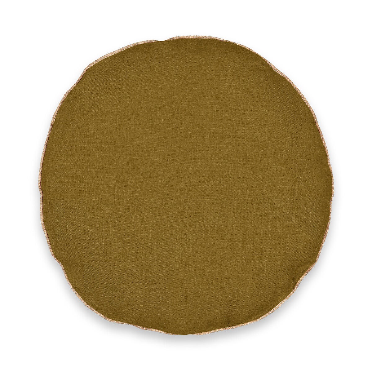 Coussin rond en lin lavé, Onega - Bronze - diam 40 cm | Leroy Merlin