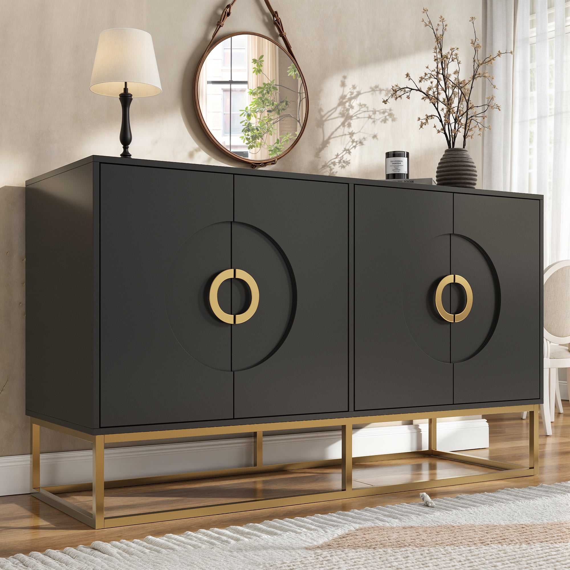 Komoda niska z 4 drzwiami - 140 x 40 x 83 cm - MDF - do jadalni i ...