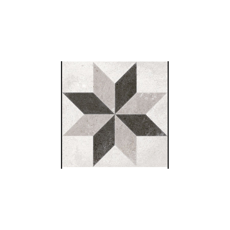 Carrelage sol / mur effet ciment motif étoile 20x20 cm TAITO BLANCO ...