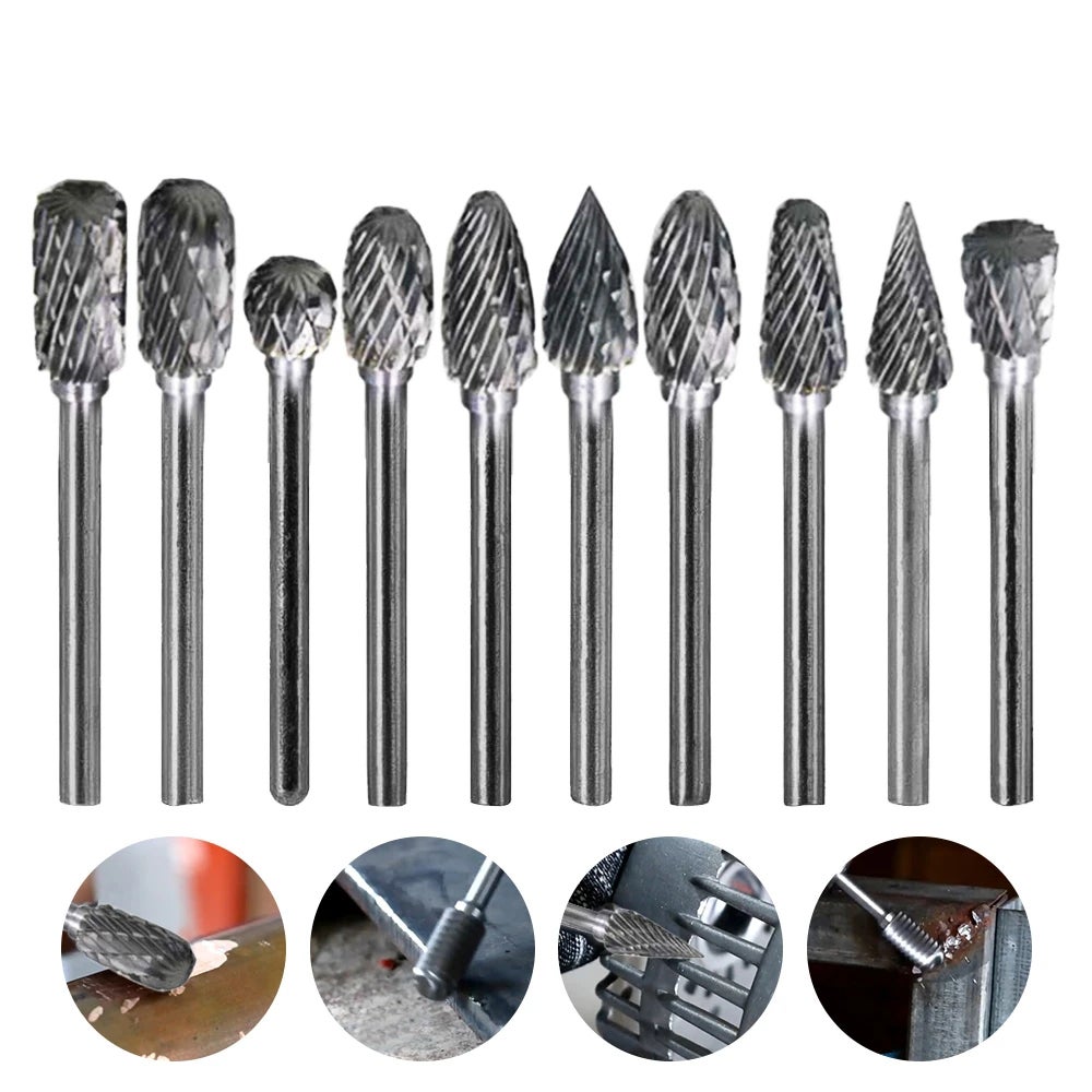 10pcs carbure tige fraise en métal carbure outil rotatif électrique ...