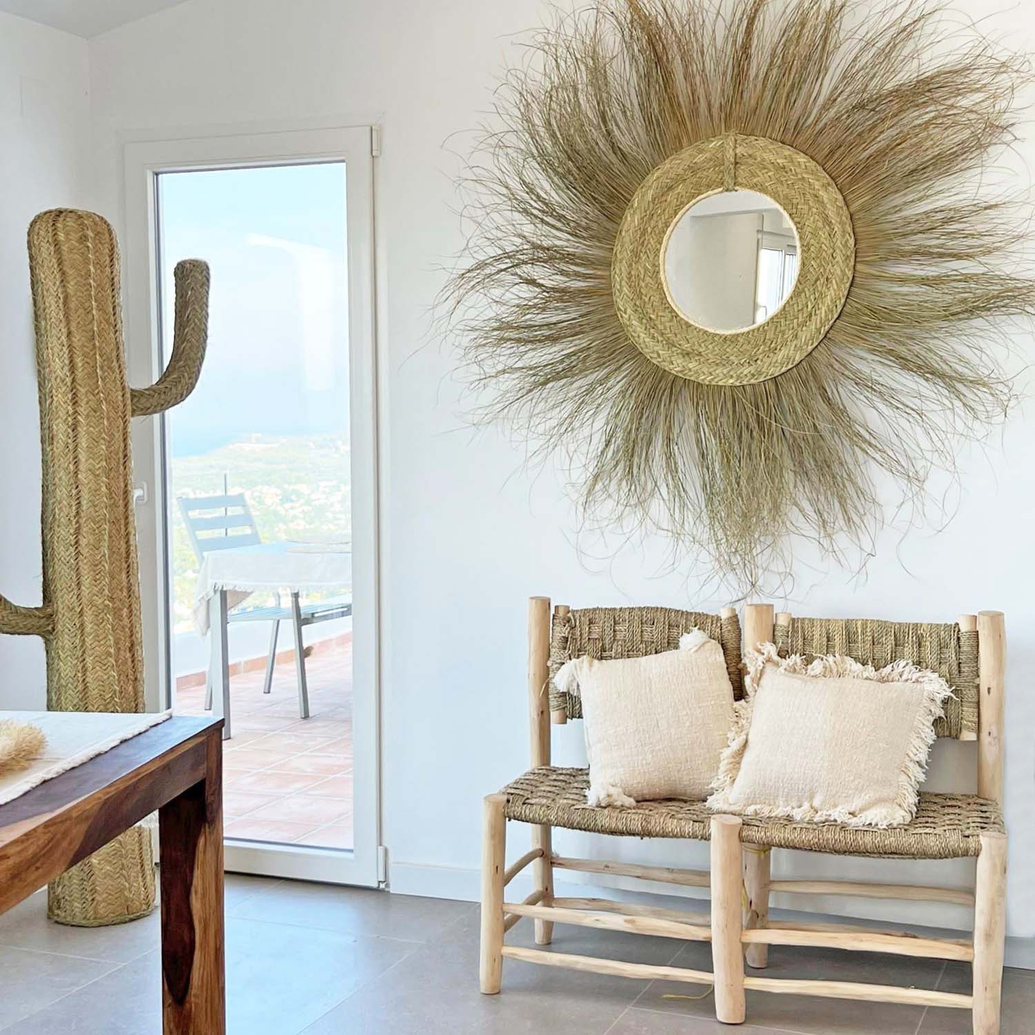 Espejo decorativo con flecos naturales 130 cm | Leroy Merlin