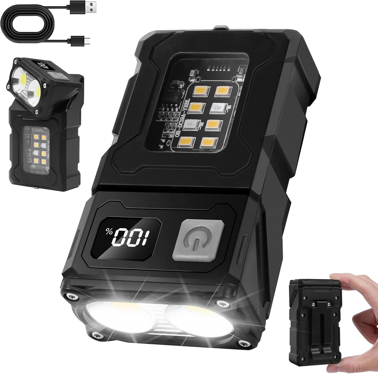 Mini lampe torche LED rechargeable USB C, 7 modes, lumens élevés ...