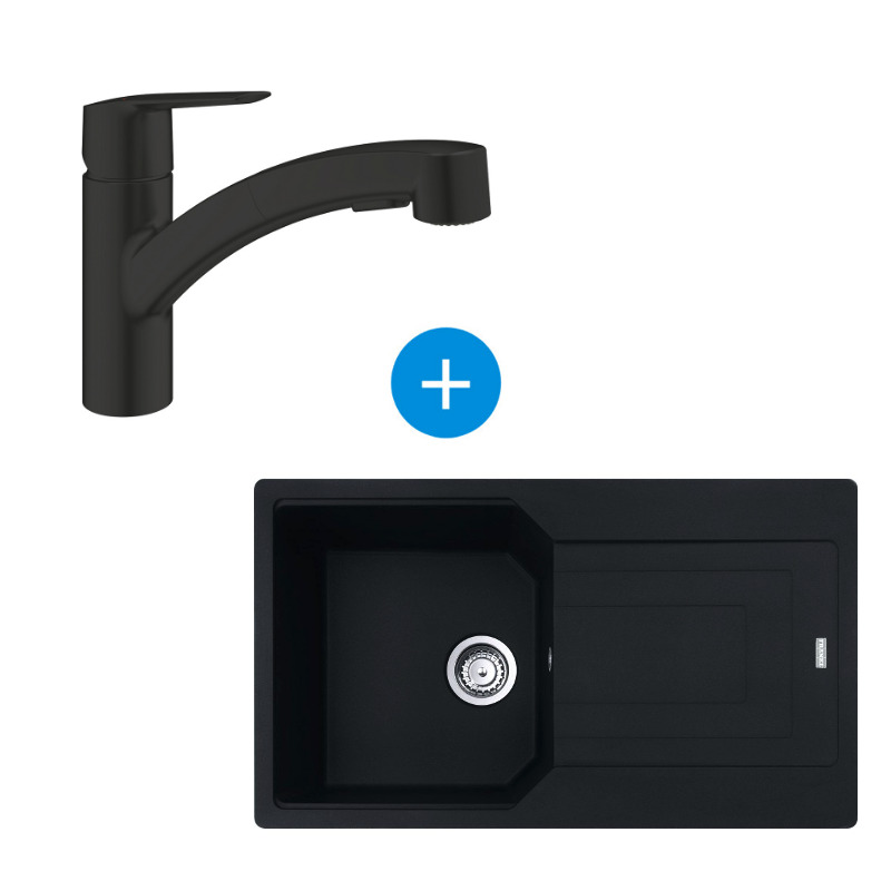 Franke Set Urban Evier Fragranit + 860x500mm, Noir mat +START mitigeur ...