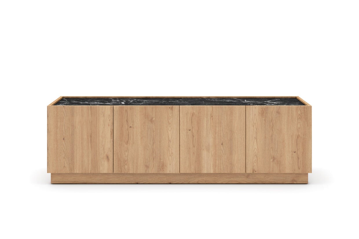AUREN - Meuble TV 160cm -en mélamine - Chêne clair | Leroy Merlin