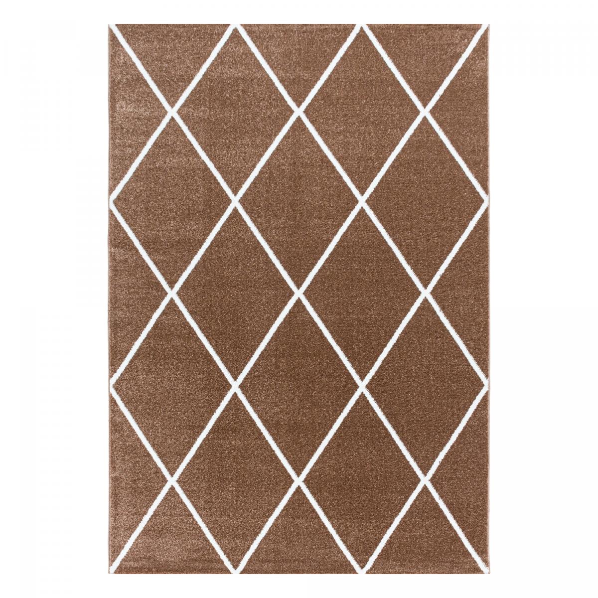 Tapis entrée 80x150 tissé marron clair et blanc rectangle motif ...
