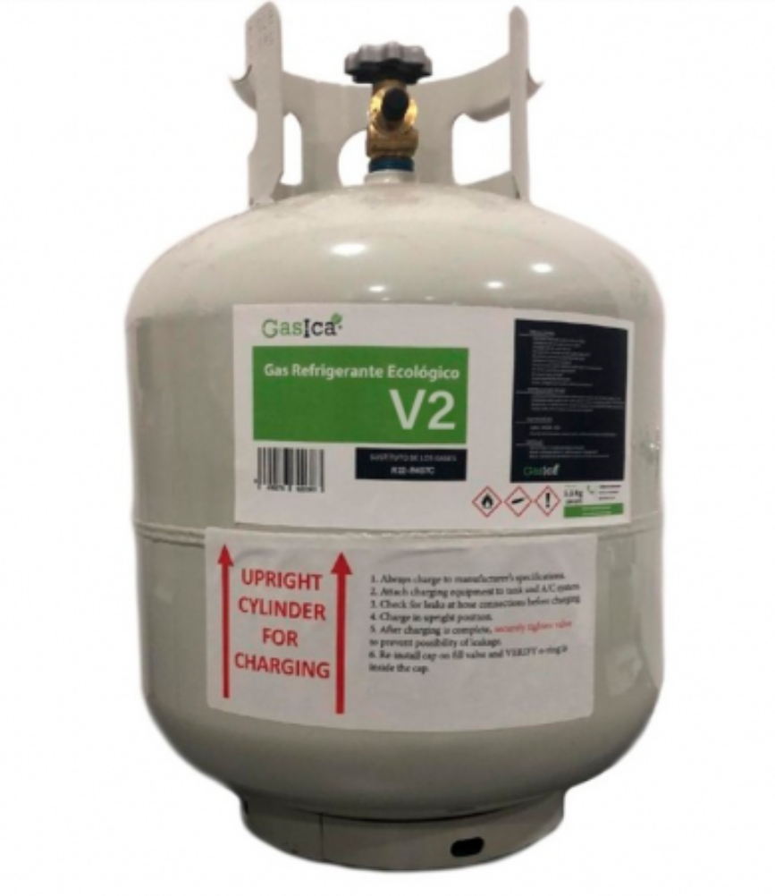 1 Botella Gas Ecologico Gasica V2 5,5Kg Sustituto R22, R32, R407C ...