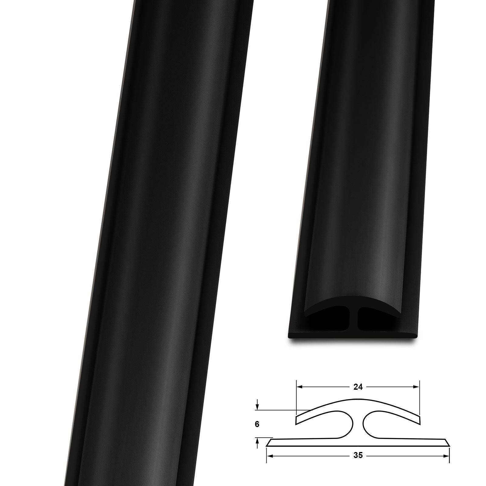 Barre de seuil étanche Double bordure PVC 24 x 35 mm Noir Longueur: 1 m ...
