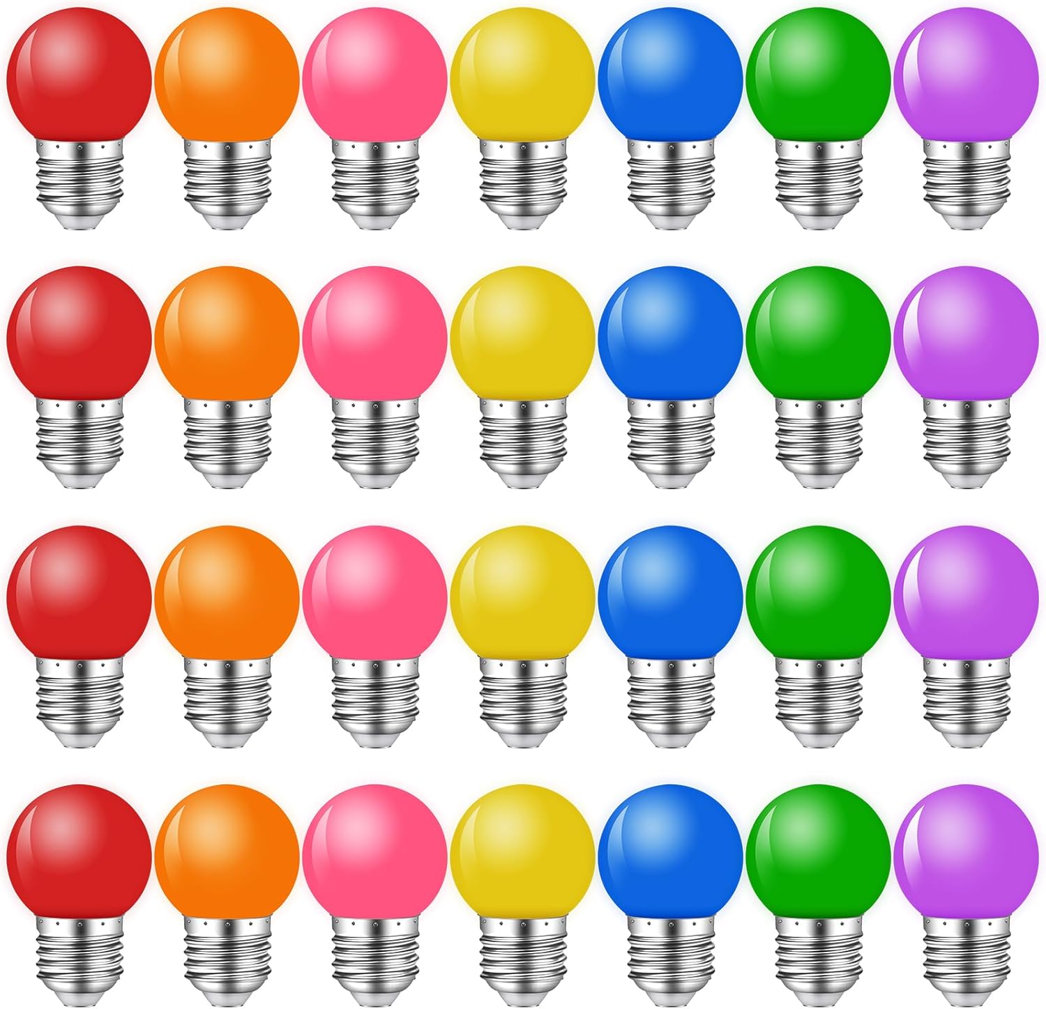 Paquete de 28 bombillas LED de colores E27 de 3 W, bombillas de colores ...