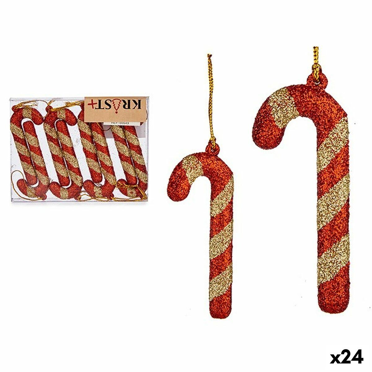 Ensemble Décorations de Noël Bâton 8 Pièces Rouge Doré Plastique 6,5 x ...