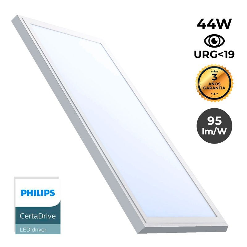 Panel LED slim de superficie 120X30 cm - Driver Philips - 44W - UGR19 ...