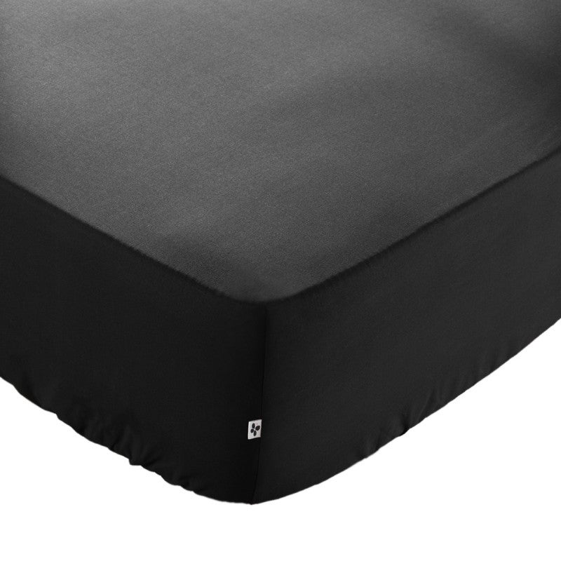 Drap housse 160 x 200 x 30 cm en coton noir - JULIETA | Leroy Merlin