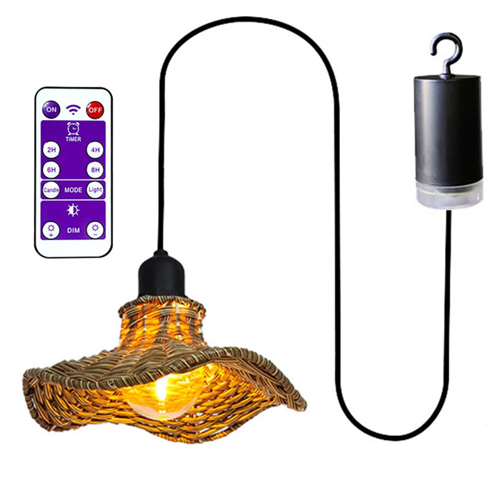 Lustre en rotin style bohème avec télécommande, 18,5 x 7,5 cm, lumière ...