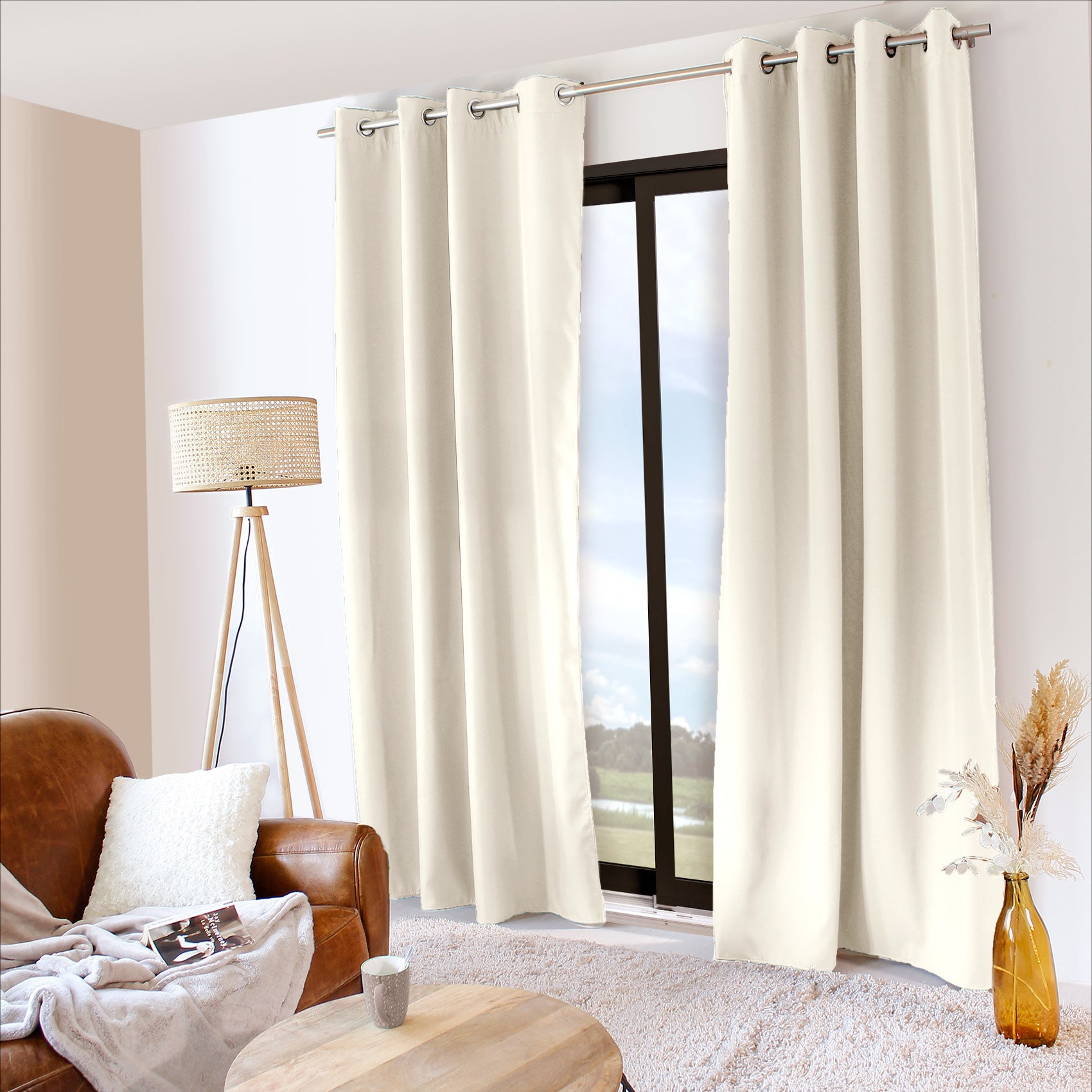 Rideau uni isolant et thermique - Ecru - 140x240 cm - Polyester | Leroy ...