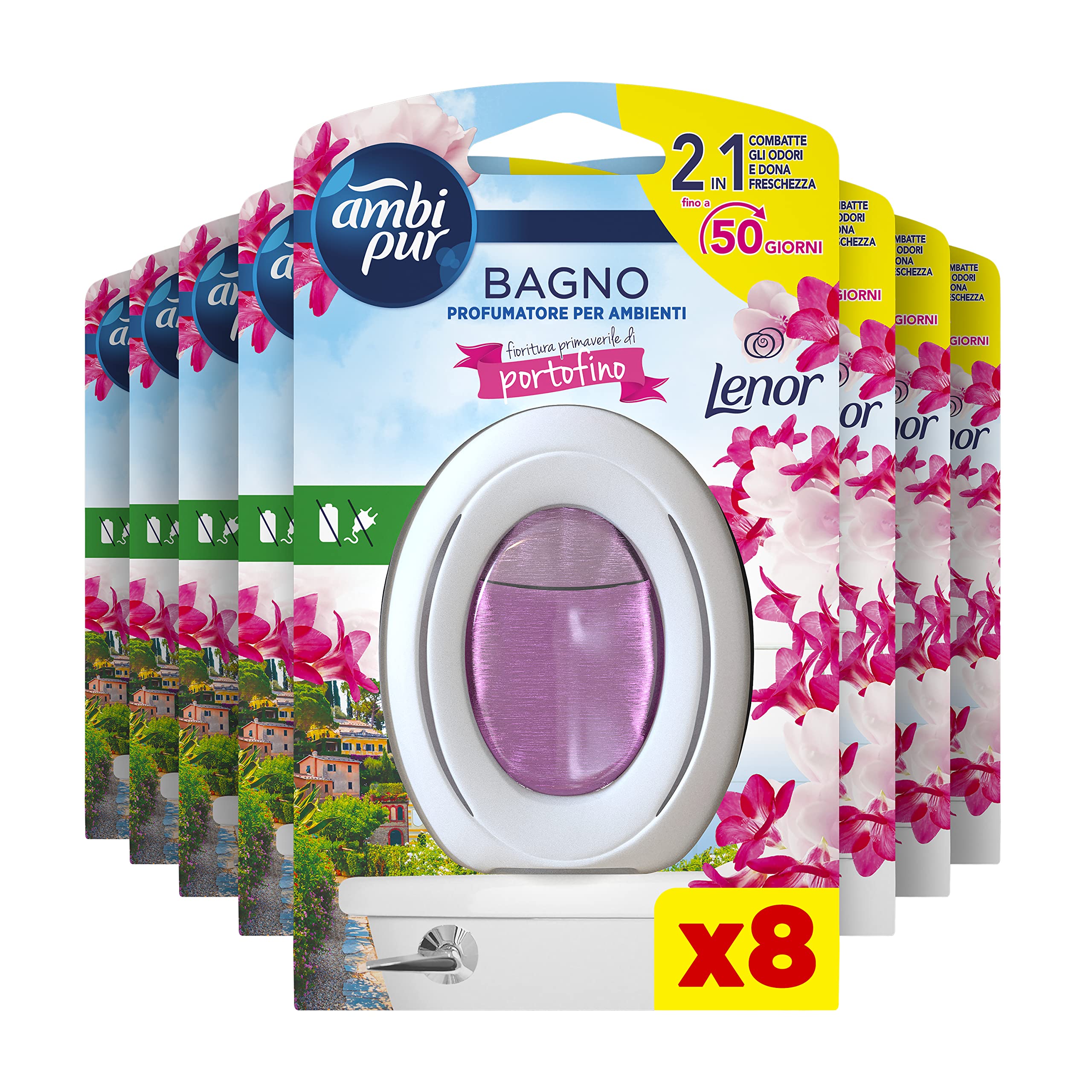 Ambi Pur Bagno Profumatore Per Ambienti, 8 Profumatori, Fragranza Lenor ...
