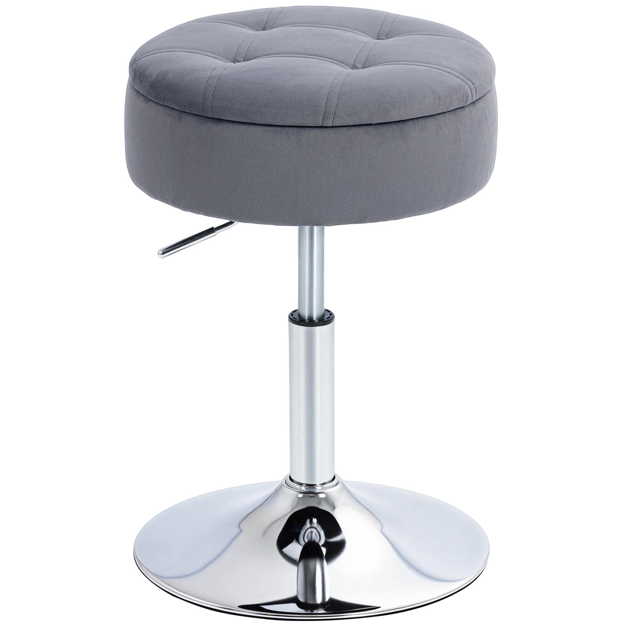Tabouret bar pivotant velours, réglable hauteur – gris 39x39x65 cm ...