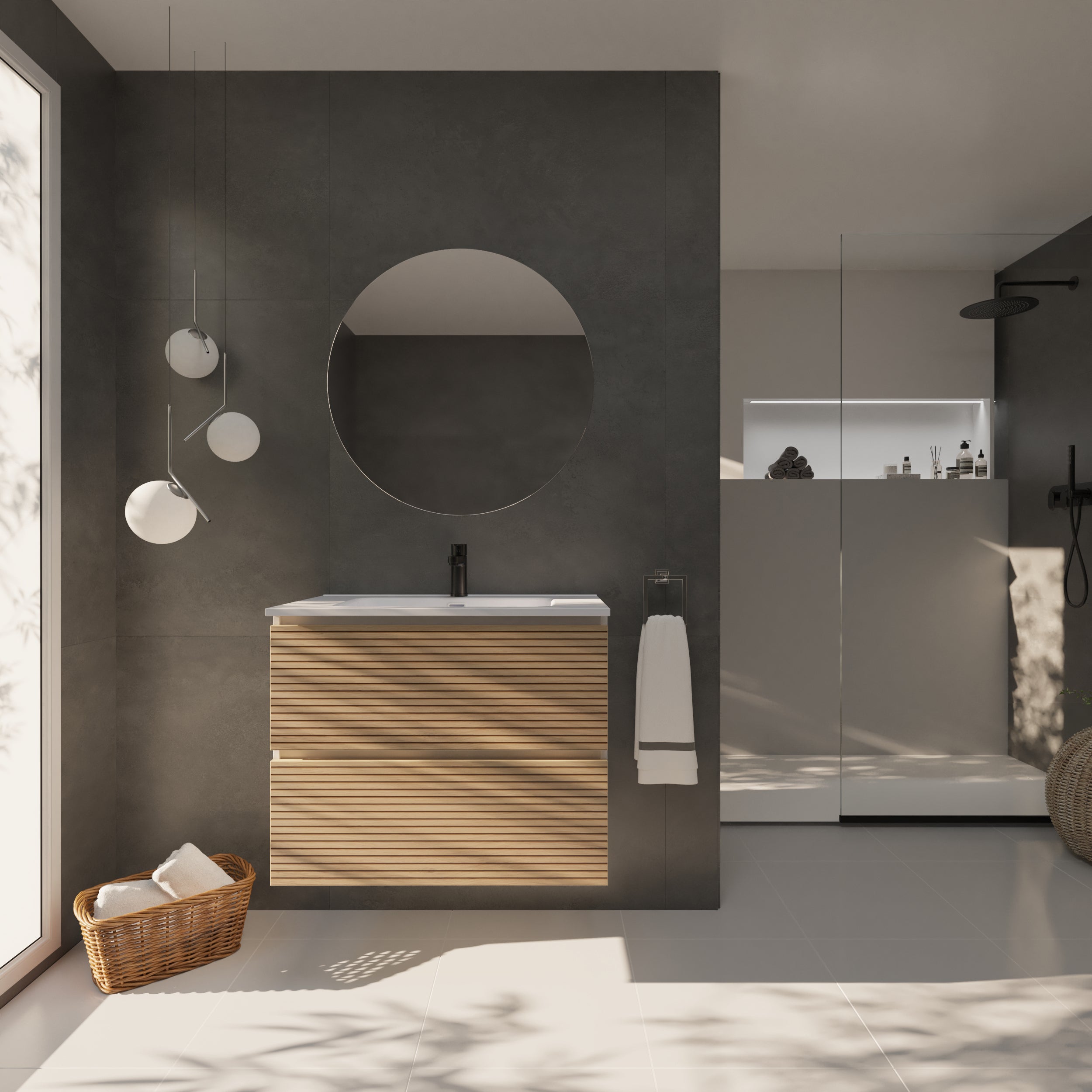 YINU SALLE DE BAIN | 80 CM BLANC - SOLOMON | DEUX TIROIRS | LAVABO ...