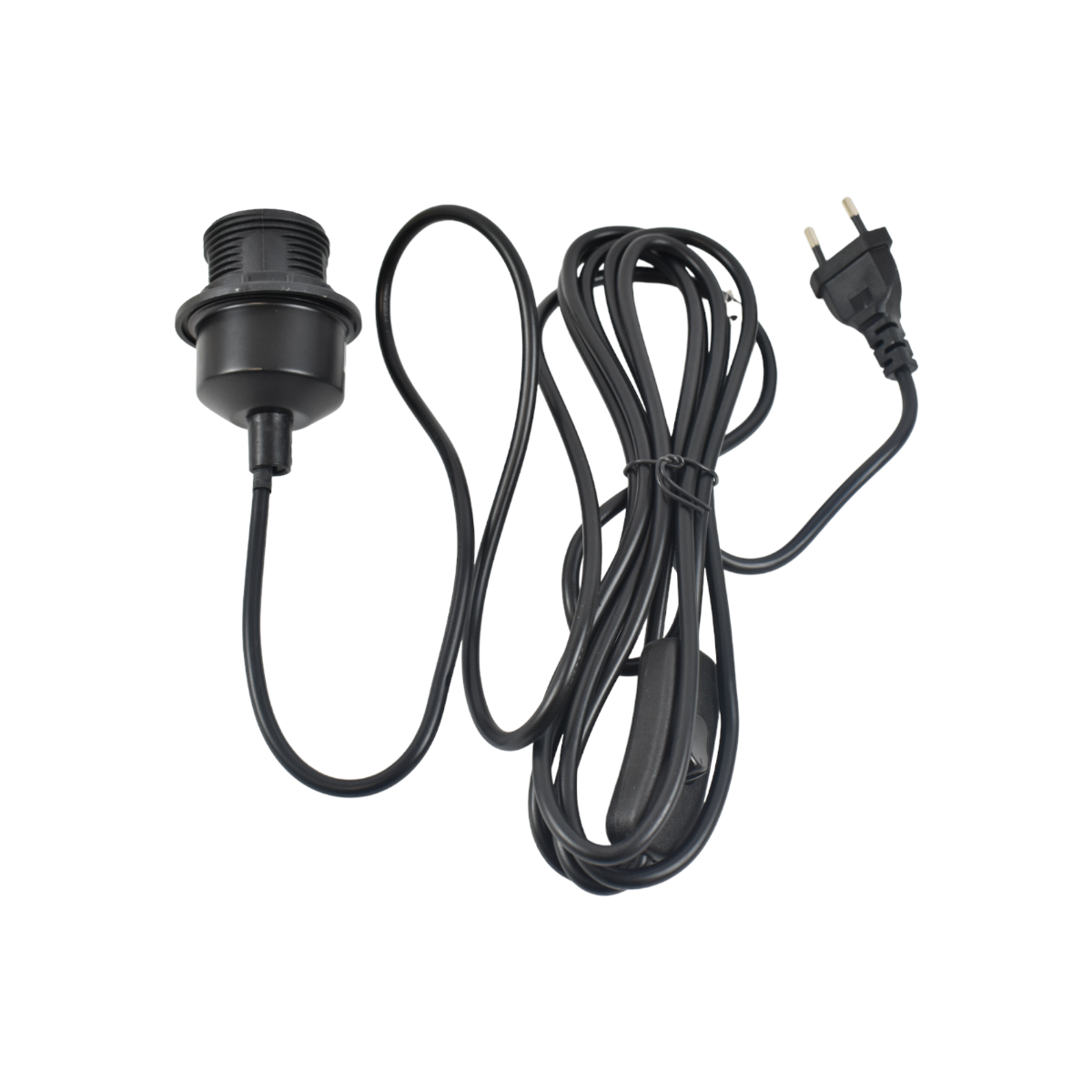 Casquillo E27 con cable de PVC, interruptor y enchufe - Negro | Leroy Merlin