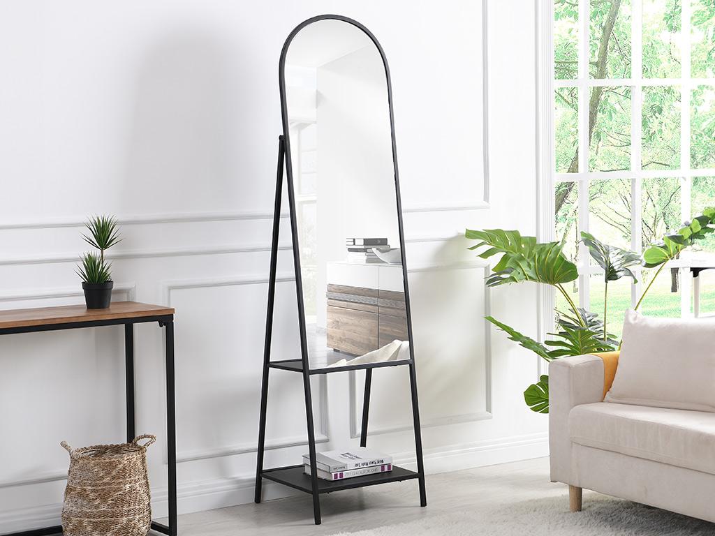 Espejo de pie con 2 estantes - Metal - Ancho 46 x Prof. 41 x Alt. 172 ...