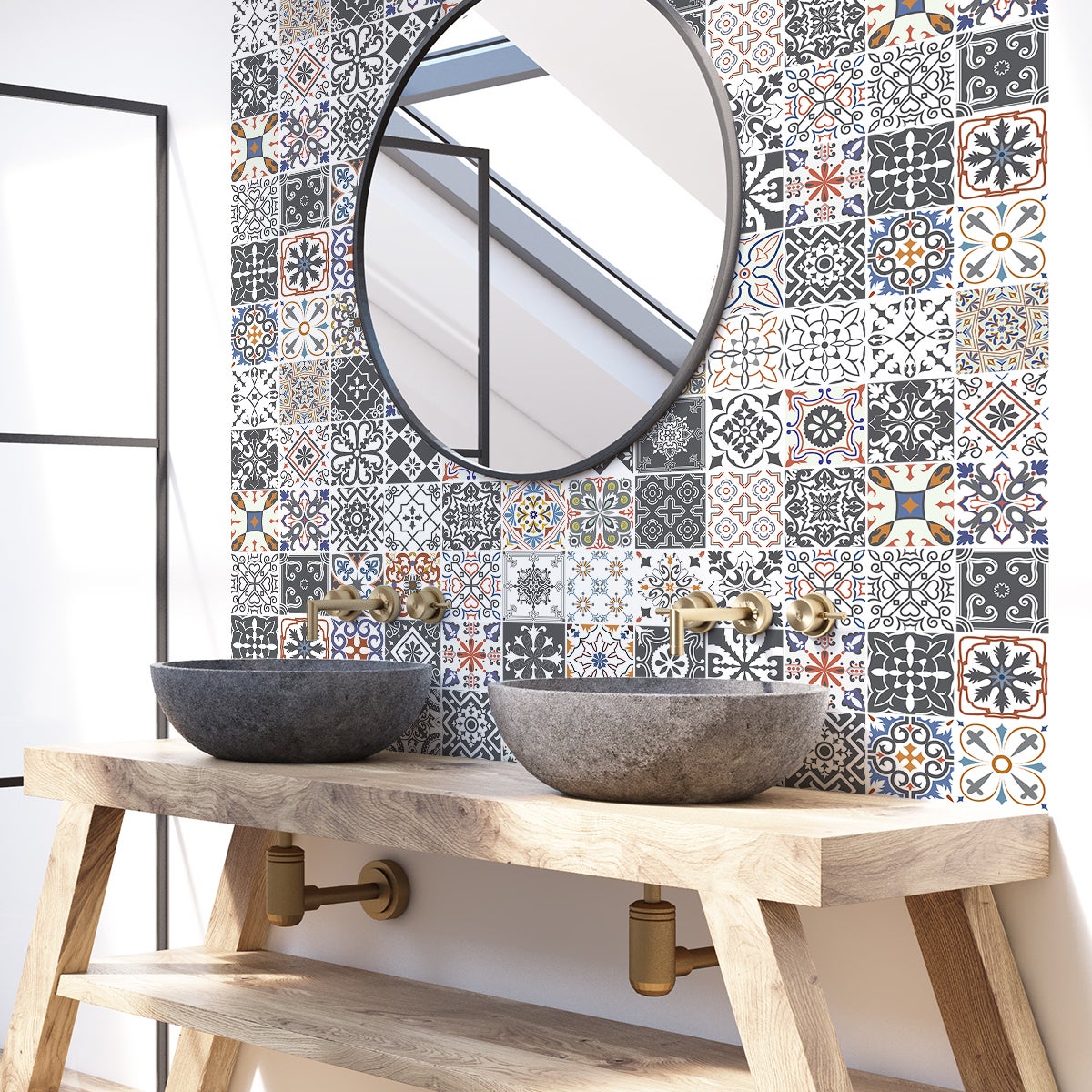 Sticker Mural Carrelage adhésif Cuisine Salle de Bain - 30 STICKERS CARRELAGES AZULEJOS JONIVA ...