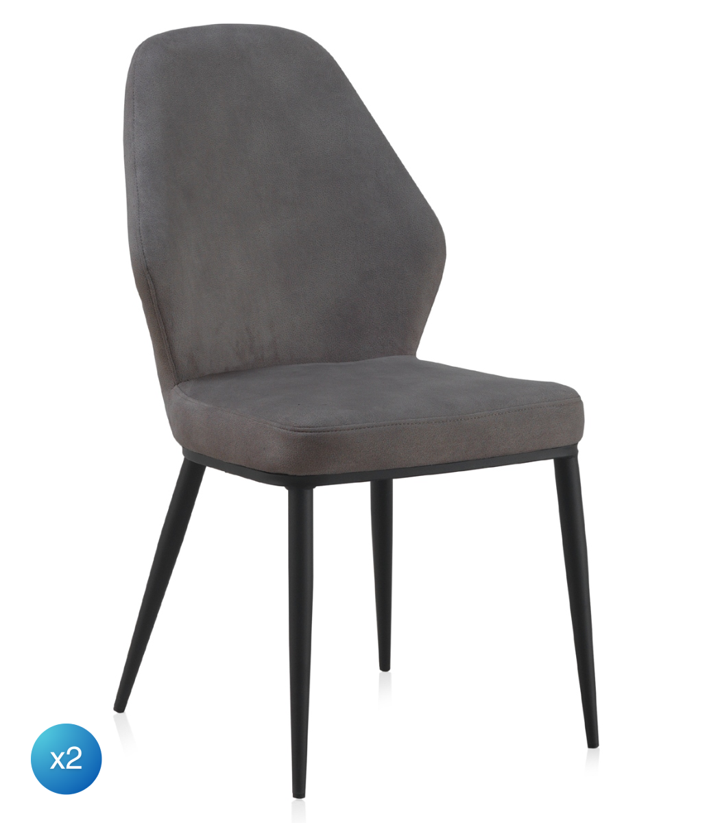 Pack 2 sillas tapizadas en gris oscuro patas metálicas negras | Leroy ...