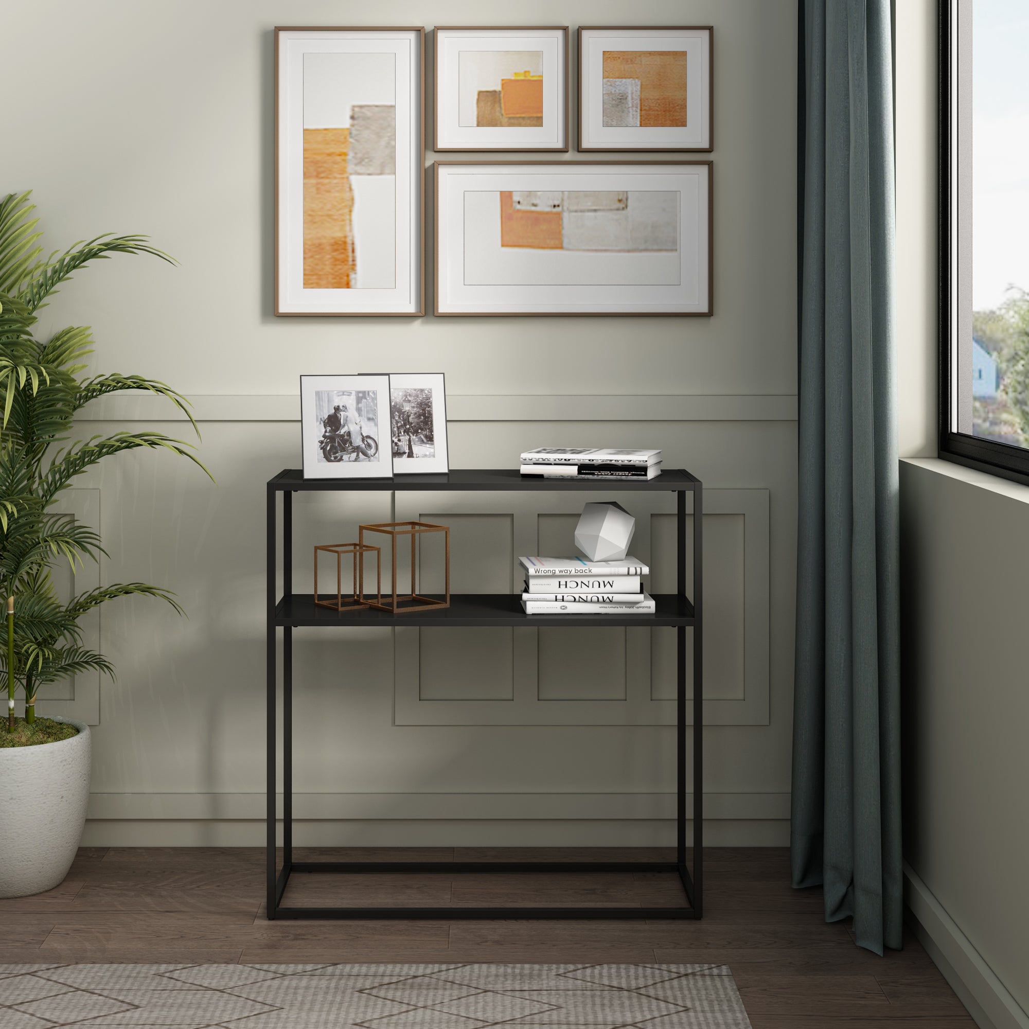 Table console Kuhmo métal 80 x 80 x 30 cm noir [en.casa] | Leroy Merlin