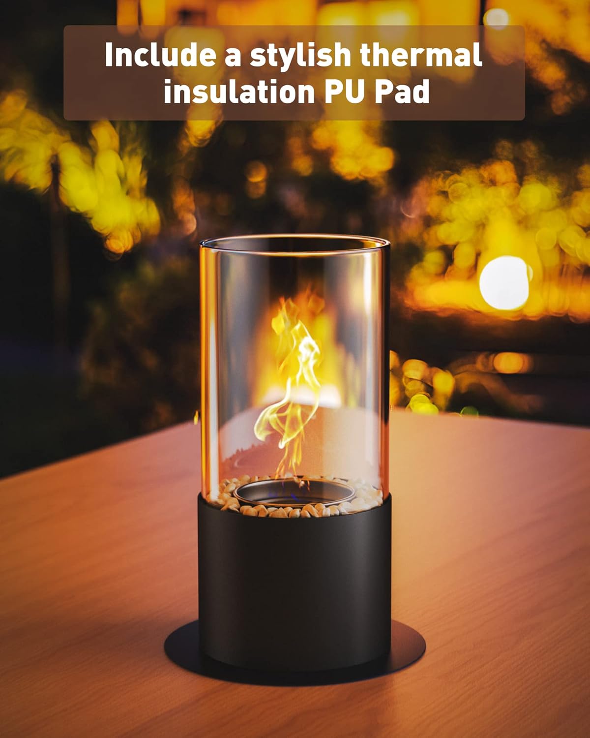 Cheminée de table bio éthano avec pad PU pierres décoratives durée de ...