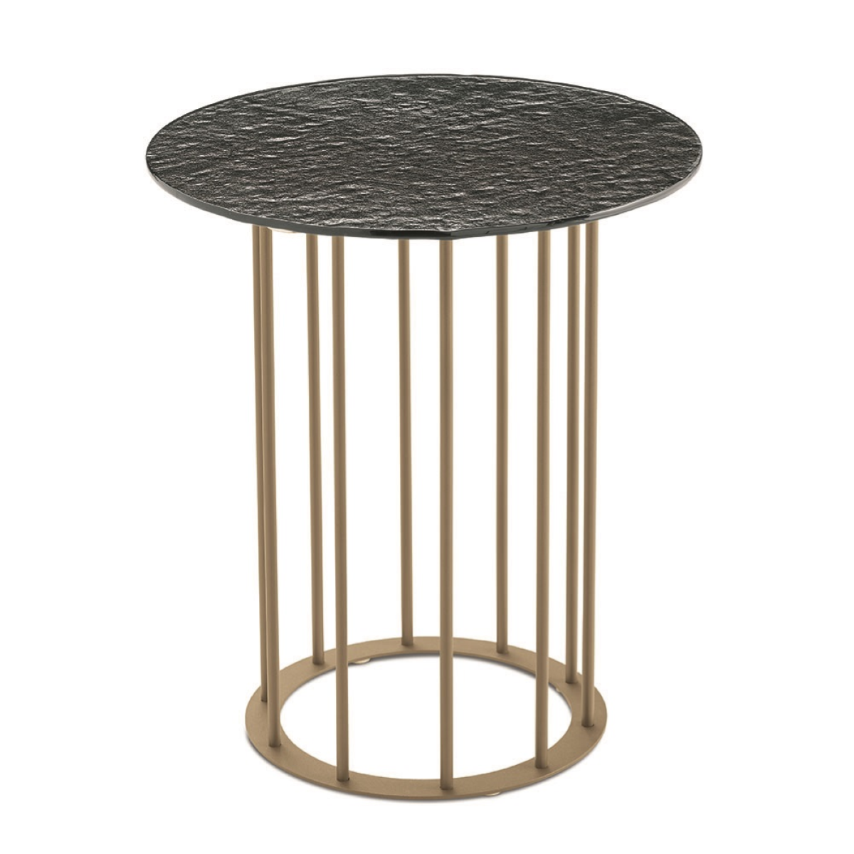 Tavolino martellato Mute D45 Beige vetro Fumè superficie solida tecnica ...