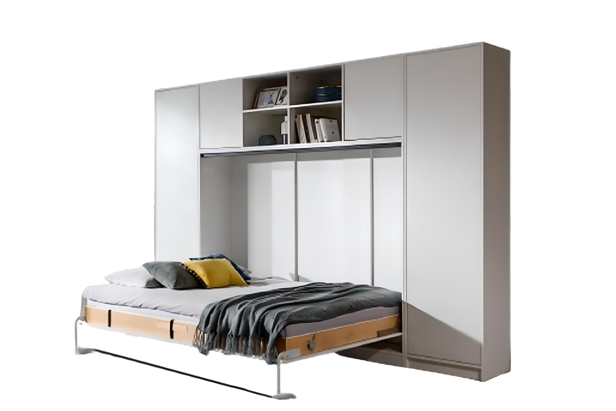 Lit escamotable 140 x 200 cm horizontal avec 2 armoires ouverture à ...