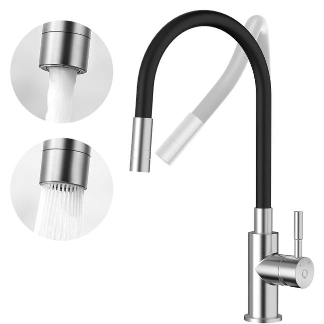 Robinet Cuisine Flexible avec 2 Types de Jets, Mitigeur Rabattable ...